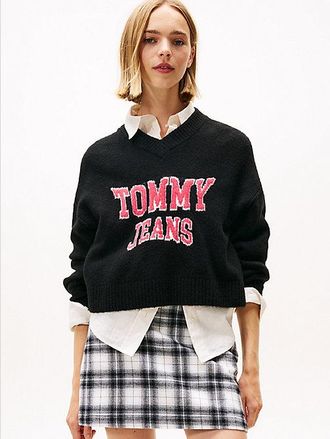 Tommy Hilfiger Pull universitaire en laine mélangée à logo