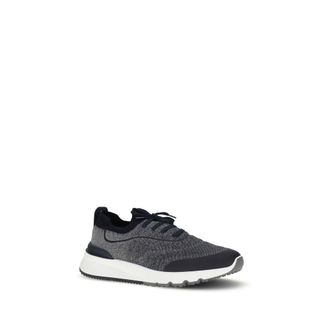 Brunello Cucinelli Mens Gray Cotton Athletic Sneakers