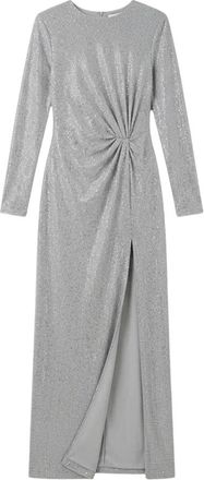 Twentyfourhaitch Robe avec strass Fronces sur le c&ocirc;t&eacute; Fente lat&eacute;rale - Femme - Robes - Gris - Taille: 46 FR