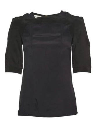 Marni haut en satin à manches bouffantes - Bleu