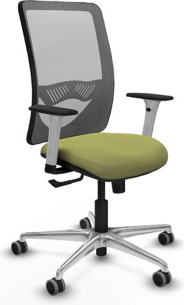 Piqueras y Crespo Atmungsaktiver Stuhl Zulema mit wei&szlig;en und schwarzen Armlehnen, h&ouml;henverstellbare Lendenwirbelst&uuml;tze, ausgestattet mit 3 Positionen und Schneidschaum,