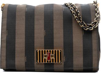 Fendi Hobo Bags - Large Canvas Pequin Claudia Shoulder Bag - Gr. unisize - in Braun - für Damen