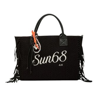 Sun 68 Fringes Cali Midi Bag Knit - - Bags - Damen - Schwarzk - ONE SIZE