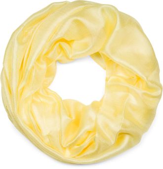 styleBREAKER Damen Loop Schal weich fließend | Seidig glänzendes Halstuch Einfarbig für Sommer & Frühling | Schlauchschal Leicht & Elegant, Farbe:Gelb