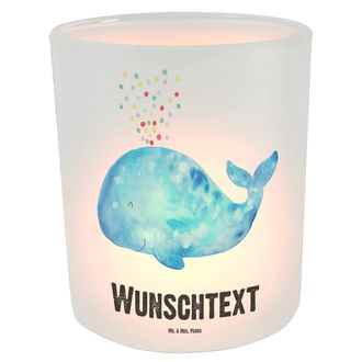 Mr. & Mrs. Panda Windlicht selbst gestalten Wal Konfetti - Personalisierte Geschenke, Personalisierter Teelichthalter, Urlaub, Wale, Personalisiertes, Motivation, Gebu