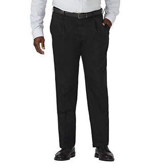 Haggar Pantalon de Travail pour Homme sans Repassage avec Taille Extensible dissimul&eacute;e, Noir, 44W / 29L