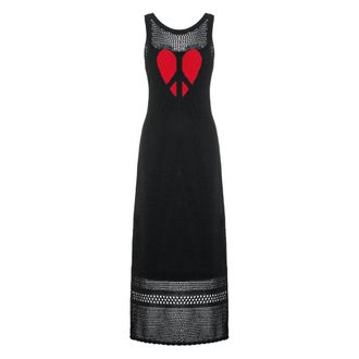 Moschino Perforiertes Strickkleid mit Peace & Love Stickerei - - Dresses - Damen - Schwarzk - L