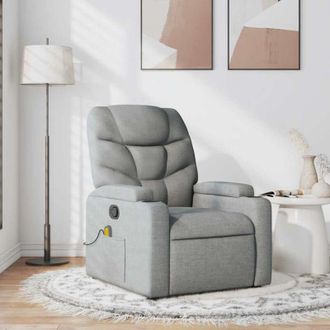 vidaXL Vidaxl - Fauteuil relax inclinable gris clair - Tissu 100% polyester - Massage par vibrations 6 points - Inclinaison 135&deg; - Dimensions 74x146x78cm
