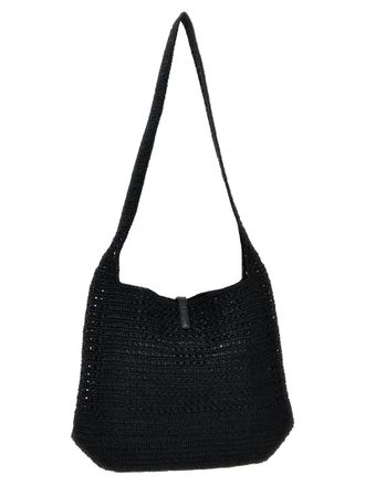 Saint Laurent Unisex Le 5 &Agrave; 7 Shoulder Bag Black Raffia