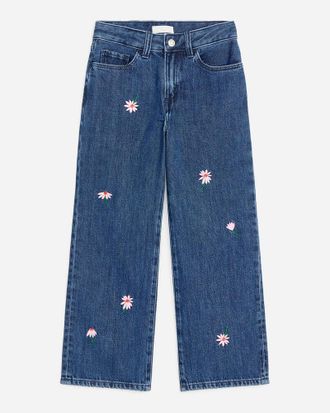 Arket Bestickte Jeans Mit Weitem Bein -Blau