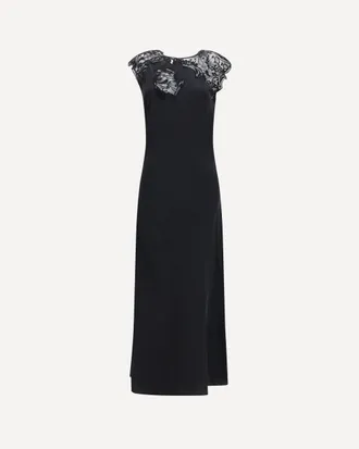 Ferragamo Silk Dress with lace Female 42