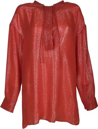 Giorgio Armani Femme, Blouses et Chemises, Rouge, Taille: 44 FR Chemise Oversize en M&eacute;lange de Soie