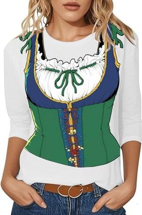 Generic 2026 Oktoberfest Costumes T-shirt humoristique pour femme, blanc, XXL