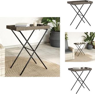 vidaXL Tabletttisch Klappbar Grau 65x40x75 cm Poly Rattan - Gartentisch - Outdoor Tisch - Klappbarer Tisch - Polyrattan Tisch - Esszimmerset