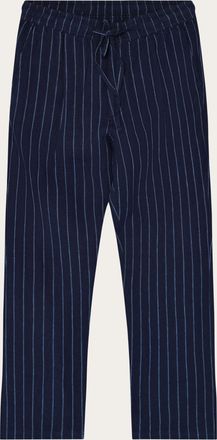 Knowledge Cotton Apparel Herren vegan Hose Herren Fig Loose Leinen Blau Gestreift