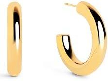 Singularu Boucles doreilles Anneaux Mombasa. Acier avec Plaqué Or 18Kt. Bijoux pour Femme