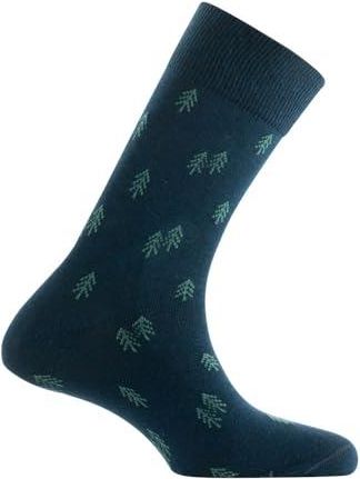 Kindy Mi-chaussettes jersey en coton all over de sapins - couleur - Marine - Pointure - 43-46