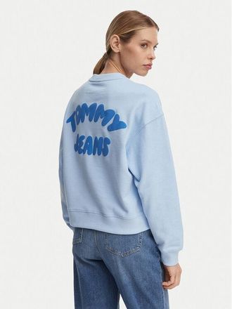 Tommy Jeans Sweatshirt Bubble Logo DW0DW22366 Hellblau Boxy Fit