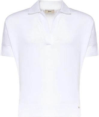 Herno Femme, Tops, Blanc, Taille: 38 FR Polo en maille &agrave; effet glamour