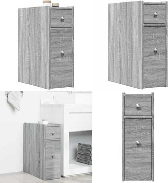 vidaXL vidaXL Badschrank Schmal mit Rollen Grau Sonoma Holzwerkstoff