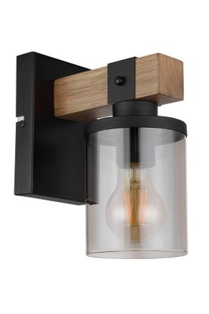 Globo Lighting Wandleuchte Lila, Grau, Schwarz, Dunkelbraun, Holz, Metall, Glas, 17x22.5x10 cm, Lampen & Leuchten, Innenbeleuchtung, Spots & Strahler, Wandstrahler