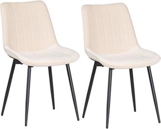 Albatros-Moebel BOSA Lot de 2 chaises de salle &agrave; manger, de cuisine, au look r&eacute;tro, ergonomiques et rembourr&eacute;es, avec housse en velours et pieds en m&eacute;tal, confortable