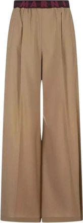Marni Femme, Pantalons, Jaune, Taille: 36 FR Pantalon &Eacute;vas&eacute; en Laine avec Ceinture Logo