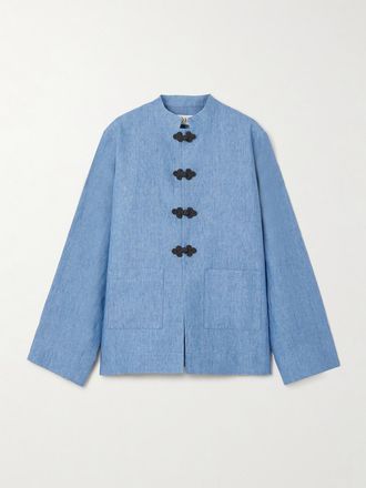 R&oacute;he Mandarin Jacke Aus Leinen - Blau