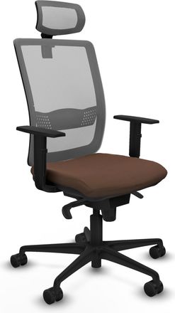 Piqueras y Crespo B&uuml;rostuhl mit Haches R&uuml;ckenlehne mit 1D-Armen, h&ouml;henverstellbare Lendenwirbelst&uuml;tze und h&ouml;henverstellbares Kopfteil, Grau/Dunkelbraun