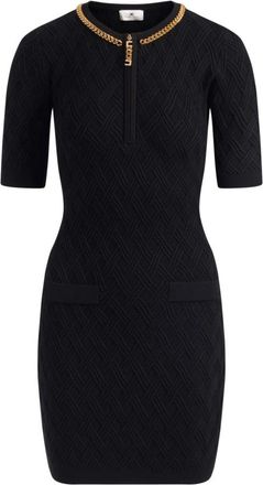 Elisabetta Franchi Femme, Robes, Noir, Taille: 40 FR Mini-robe en maille losanges 3D