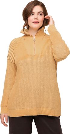 Ulla Popken Damen, gro&szlig;e Gr&ouml;&szlig;en, Knitted Troyer with Ribbed Details