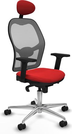 Piqueras y Crespo Ergonomischer Stuhl mit 2D-Armen, h&ouml;henverstellbare Lendenwirbelst&uuml;tze und festes Kopfteil, ausgestattet mit 5 Positionen, Grau/Rot