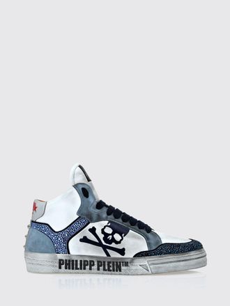 Philipp Plein Retrokickz TM High-Top-Sneaker aus Leder und Wildleder mit Strass und Totenkopf