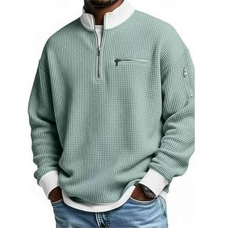 Generic Sweat &agrave; fermeture &eacute;clair contrast&eacute;e &agrave; col montant d&eacute;contract&eacute; pour homme 2026, Vert, 5XL