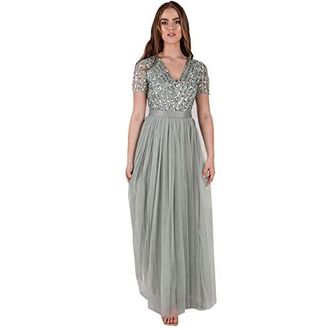 Maya Maya Berry Embellished Halter Neck Maxi Dress Robe de Demoiselle dhonneur, Lys vert., 48