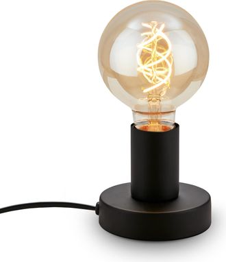 Briloner Nachttischlampe Retro mit Kabelschalter, E27 Fassung, max. 10 Watt, Tischlampe vintage, Lampe, Schreibtischlampe, Tischleuchte, Bürolampe, Leselampe B