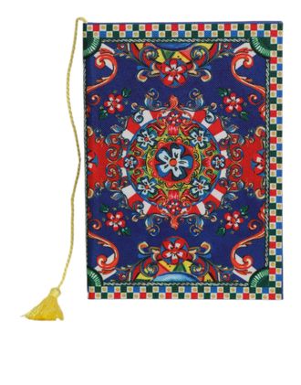 Dolce & Gabbana Mens Multicolor Polyester Carretto Siciliano Print Notebook Accessory