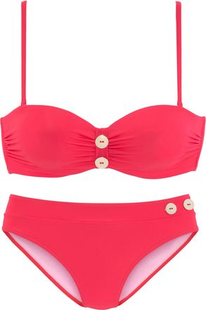 Vivance Damen B&uuml;gel-Bandeau-Bikini verstellbare Tr&auml;ger, formgebende St&auml;bchen, Raffungen und Zierkn&ouml;pfe, komfortabel geschnitten aus pflegeleichtem Material