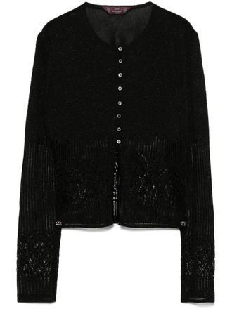 John Galliano cardigan métallisé en maille ajourée (années 1990) - Noir