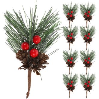 OSALADI K&uuml;nstliche Beerenzweige mit Tannenzapfen 10 St&uuml;ck Realistische Weihnachtsdeko f&uuml;r Vasenf&uuml;llung und Selbstgemacht Kranzgestaltung Nat&uuml;rliche Tischdekor