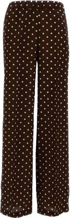 P.A.R.O.S.H. P.a.r.o.s.h., Femme, Pantalons, Brun, Taille: 42 FR Pantalons en soie &agrave; pois