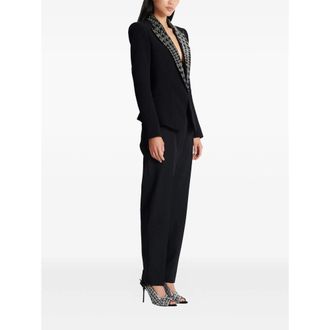 Balmain Embroidered Peak-Lapel Blazer - Black