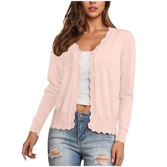 Generic Cardigan en tricot à manches longues et col en V boutonné léger pour femme tendance 2025 hiver décontracté ouvert sur le devant pour femme, Cardigans 