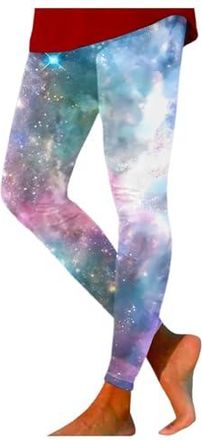 Generic Legging imprim&eacute; color&eacute; pour femme - Pantalon de yoga extensible - Taille haute - Legging de sport/plan&egrave;te/espace - Avec empi&egrave;cement en maille - Pour f