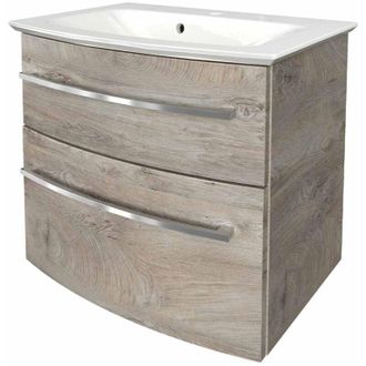 Fackelmann B.style Badm&ouml;bel Set 2 Teile / Gussmarmor Waschbecken / Waschbeckenunterschrank mit 2 Schubladen und Soft-Close / hochwertige M&ouml;bel f&uuml;rs Bad / Korpus