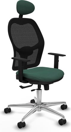 Piqueras y Crespo B&uuml;rostuhl mit 1D-Armen, h&ouml;henverstellbarer Lendenwirbelst&uuml;tze und festem Kopfteil, ausgestattet mit Syncro/Traslack und injiziertem Schaum. Schwarz/Fl