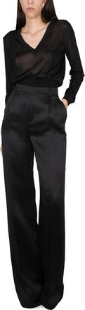 Saint Laurent Satin Flared Trousers - Black