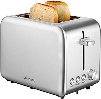 Concept Hausger&auml;te te2050, 2 Scheiben Edelstahl Toaster, 950W, 6 Br&auml;unungsstufen, elektronischer Timer, geschliffener edelstahl