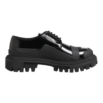 Dolce & Gabbana Homme, Chaussures, Noir, Taille: 39 EU Chaussures Derby de Trekking en Cuir Verni