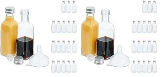 Relaxdays kleine Flaschen, 20er Set, 100 ml, Glasflaschen zum Bef&uuml;llen, Schraubverschluss & Korken, transparent/silber (Packung mit 2)